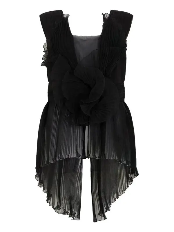 Alberta Ferretti Pleated Silk-chiffon Top - Black