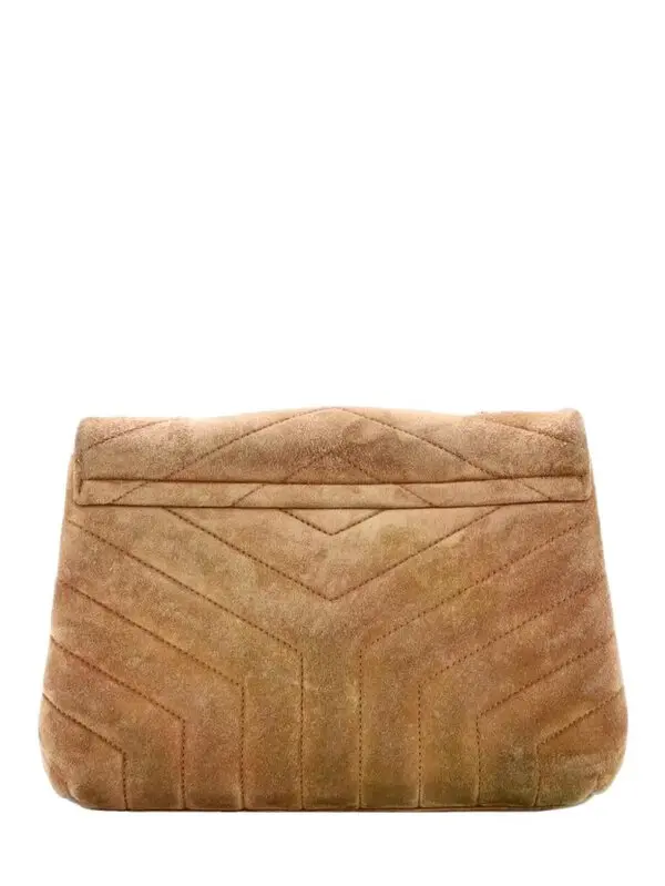 Saint Laurent Loulou Matelasse Chevron Suede Small Shoulder Bag - Brown
