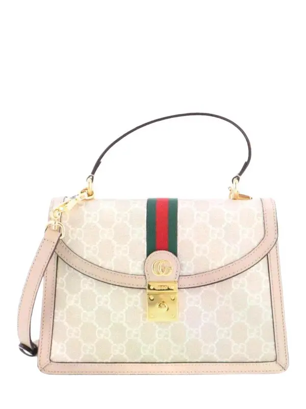 Gucci Ophidia Flap Top Handle Small Satchel Bag - Neutrals