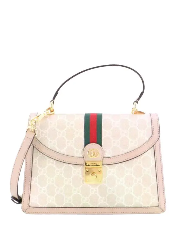 Gucci Ophidia Flap Top Handle Small Satchel Bag - Neutrals