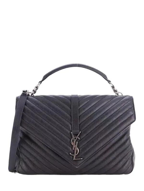Saint Laurent Matelassé Chevron Leather Shoulder Bag - Black