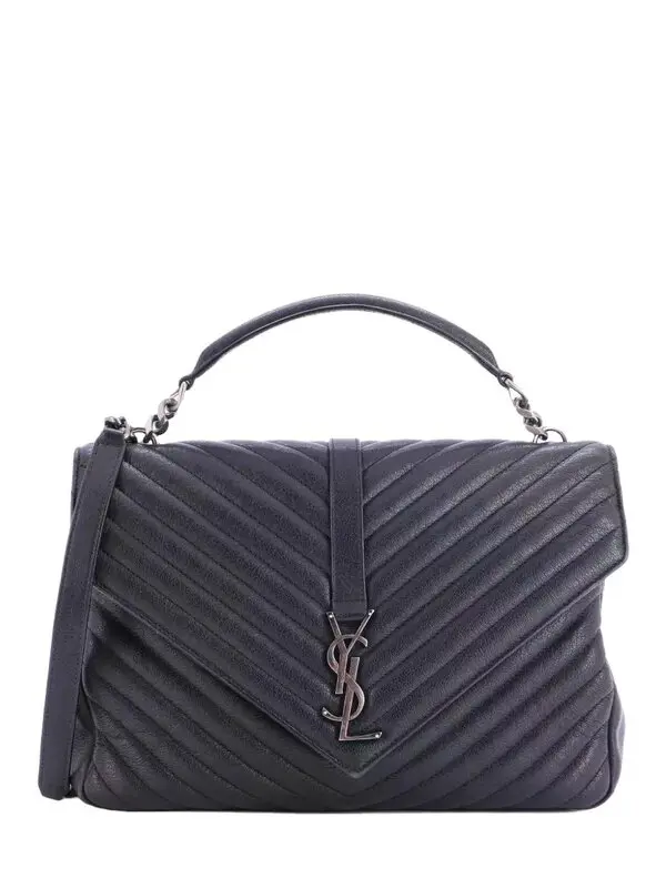 Saint Laurent Matelassé Chevron Leather Shoulder Bag - Black