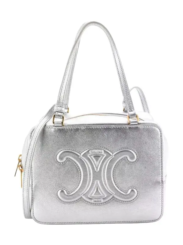 Celine Cuir Triomphe Folded Cube Bag Leather Shoulder Bag - Silver