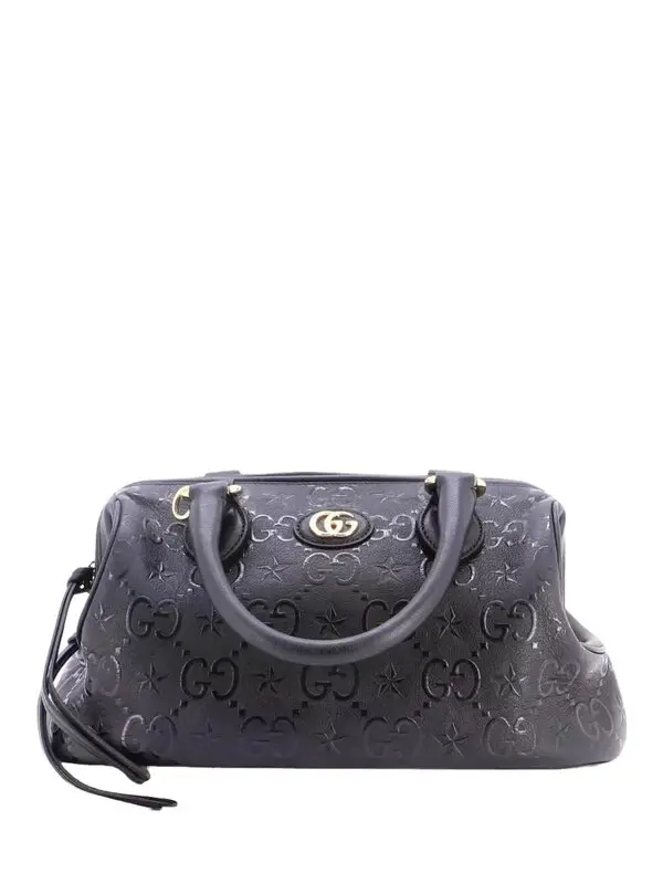 Gucci Gg Embossed Leather Shoulder Bag - Black