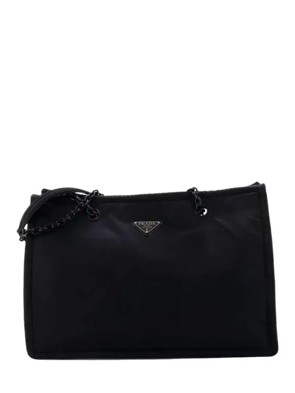 Prada Padded Chain Shopper Tote Tessuto Large Shoulder Bag - Black
