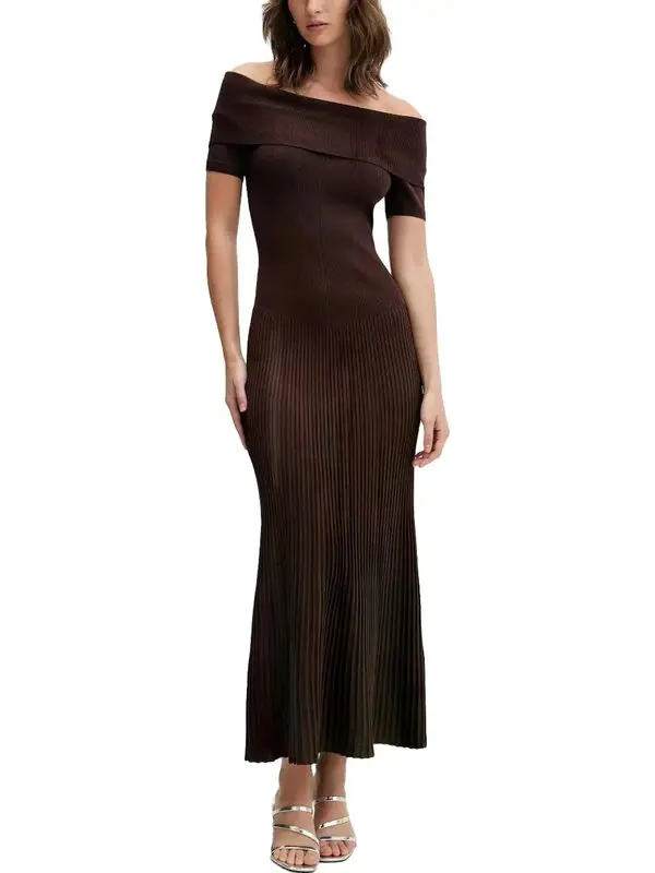 Bardot Off-shoulder Maxi Dress - Brown