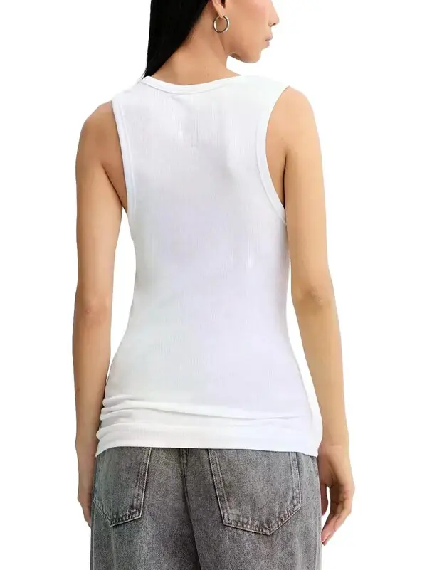 Munthe Ribbed Half-button Tank Top - White