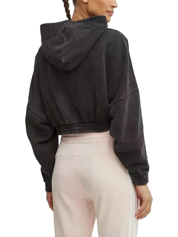 Adidas Logo Detail Cropped Hoodie - Black