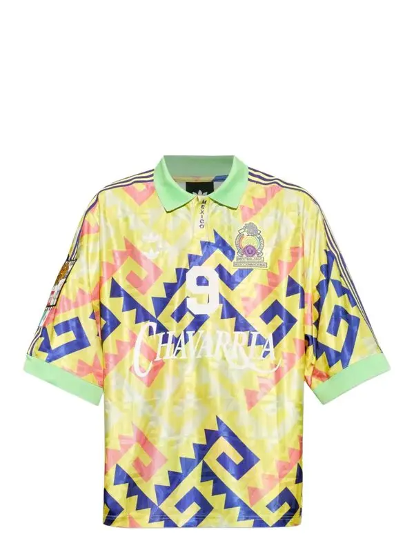 Adidas X Willy Chavarria Aop Goalkeeper Geometric-print Polo Shirt - Yellow