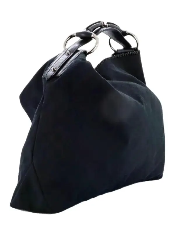 Gucci Horsebit Gg Canvas Large Hobo Bag - Black