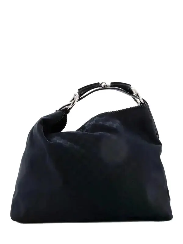 Gucci Horsebit Gg Canvas Large Hobo Bag - Black