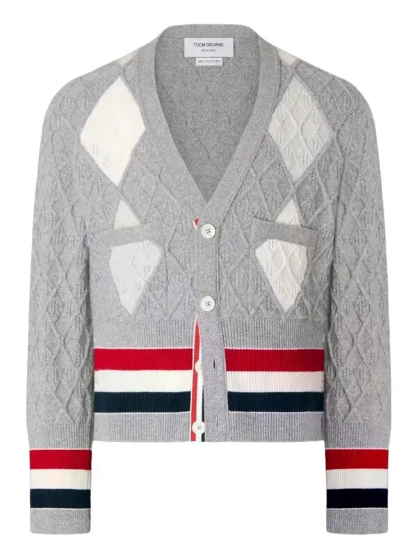 Thom Browne Argyle Intarsia Cashmere Cardigan - Blue