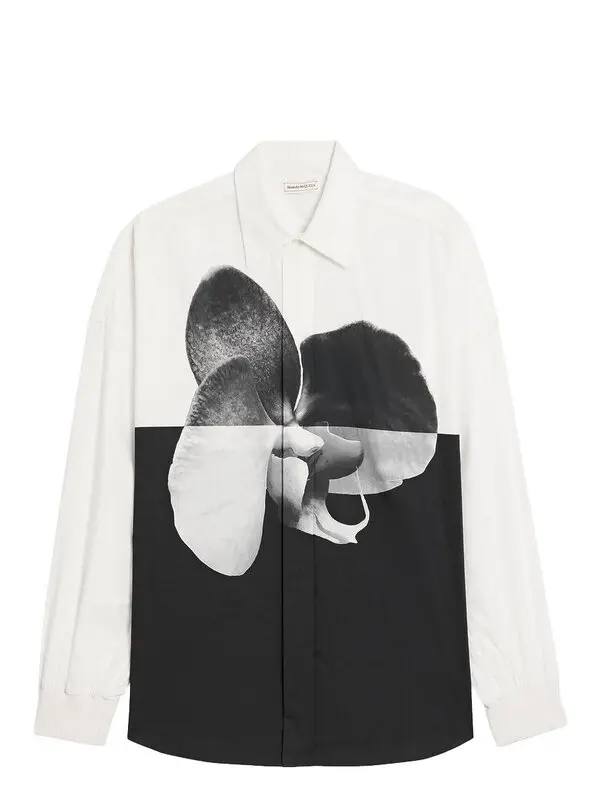 Alexander McQueen Printed Cottonpoplin Shirt - White