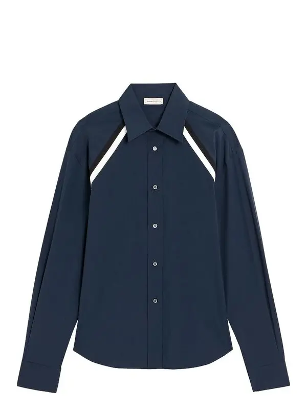 Alexander McQueen Striped Cottonblend Poplin Shirt - Navy