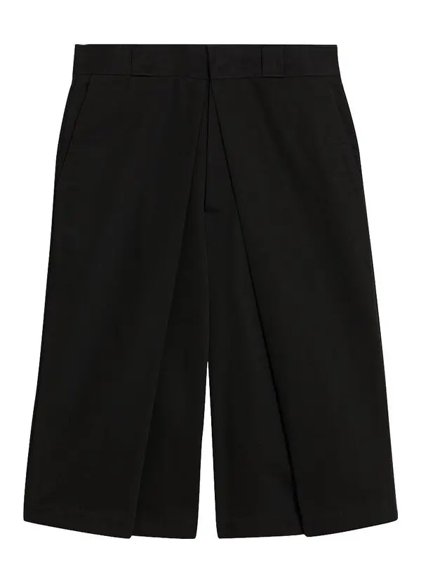 Alexander McQueen Pleated Cotton Gabardine Shorts - Black