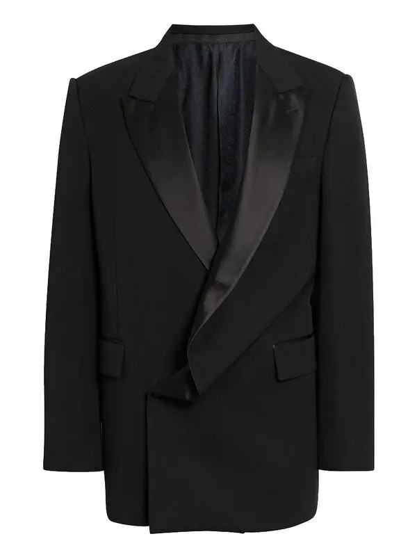 Alexander McQueen Doublebreasted Silktrimmed Wool Tuxedo Jacket - Black