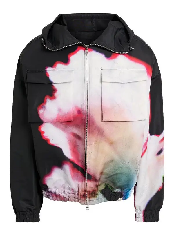 Alexander McQueen Printed Twill Hooded Jacket - Black