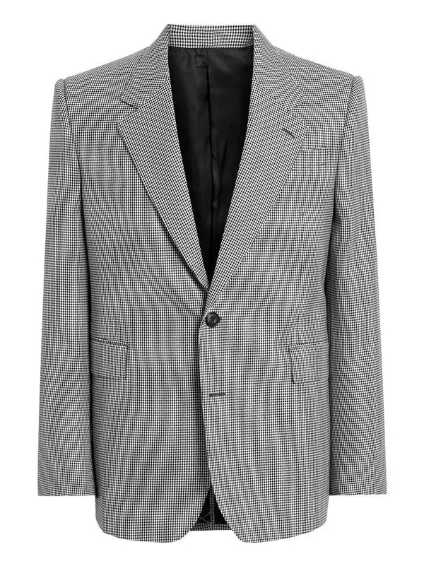 Alexander McQueen Houndstooth Wooltweed Blazer - Black