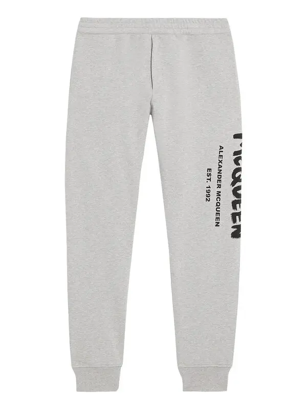 Alexander McQueen Tapered Logoprint Cottonjersey Sweatpants - Light Gray