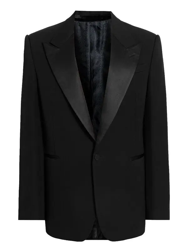 Alexander McQueen Satintrimmed Wool Blazer - Black