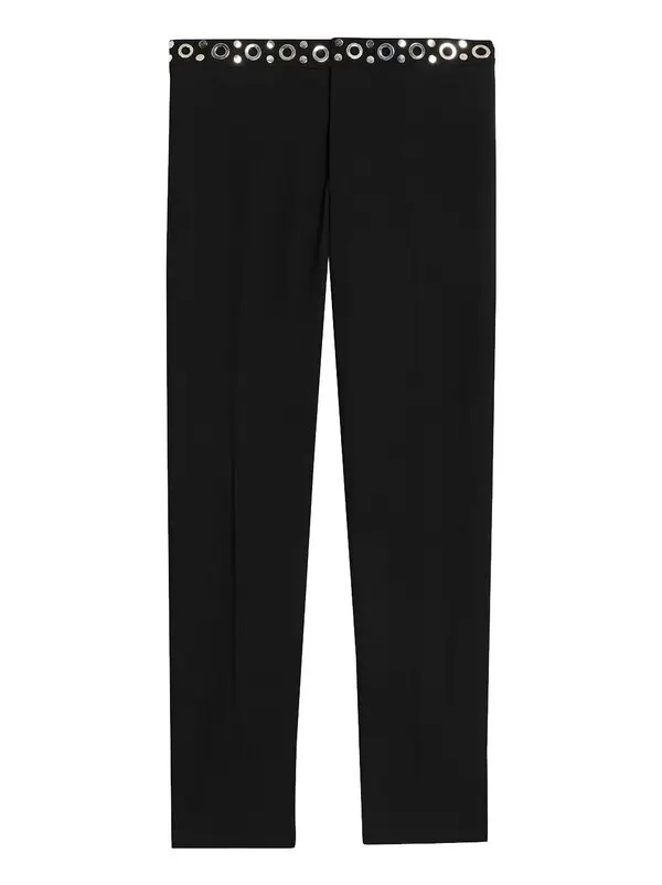 Alexander McQueen Tapered Embellished Cupro Twill Pants - Black