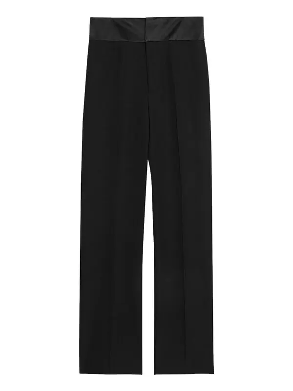 Alexander McQueen Grain De Poudre Wool Pants With Satin Trim - Black