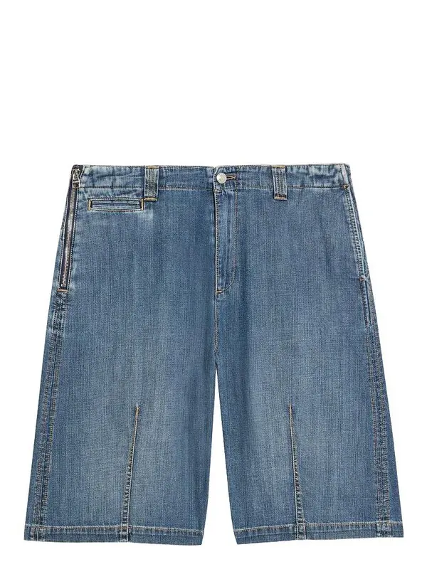 Alexander McQueen Zip-detailed Denim Shorts - Mid Denim