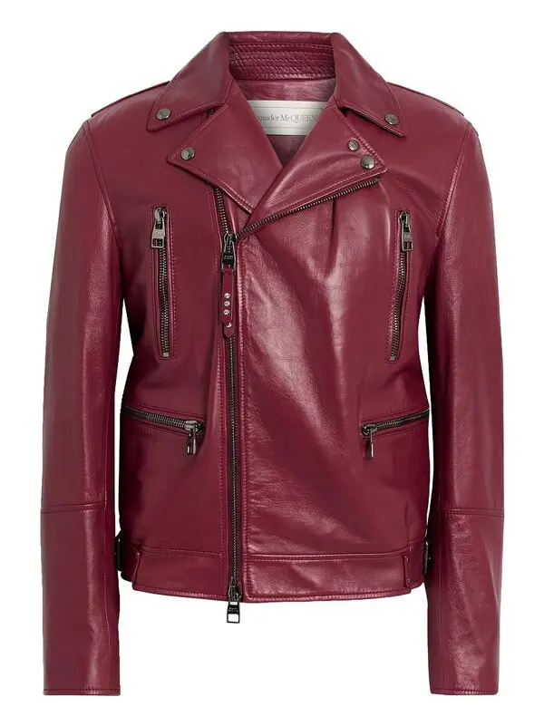 Alexander McQueen Leather Biker Jacket - Claret