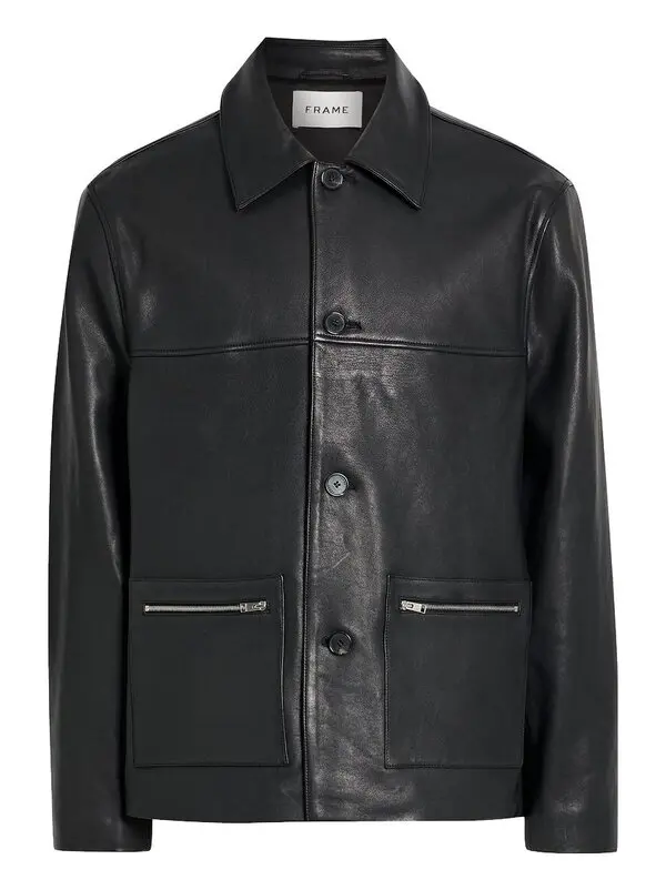 FRAME Utility Leather Jacket - Black