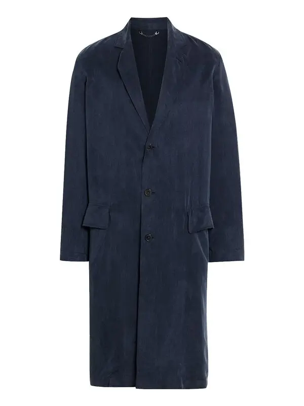 Dries Van Noten Washed Cupro Coat - Navy