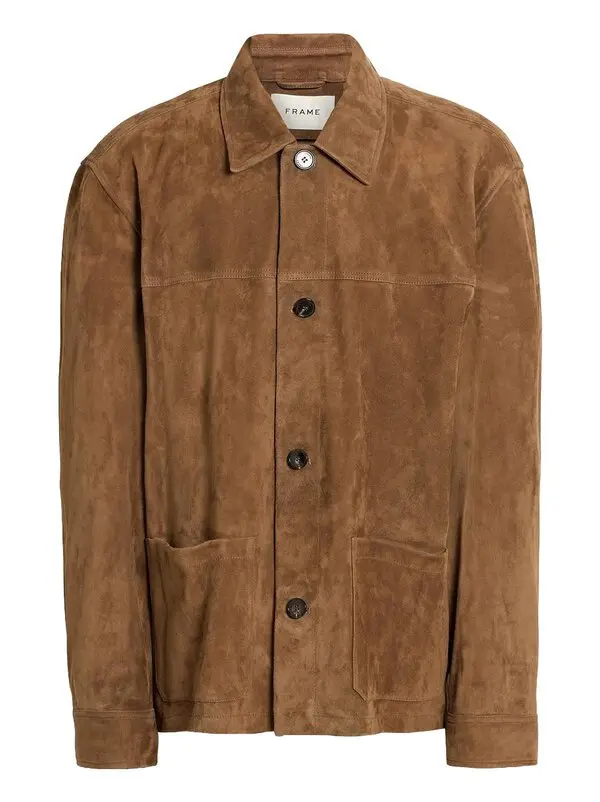 FRAME Suede Buttoned Jacket - Brown