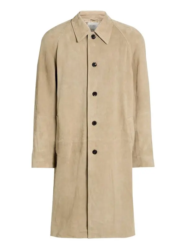 FRAME Suede Coat With Buttoned Cuffs And Vented Back - Beige