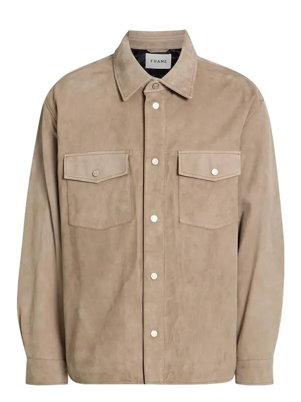 FRAME Suede Overshirt - Stone