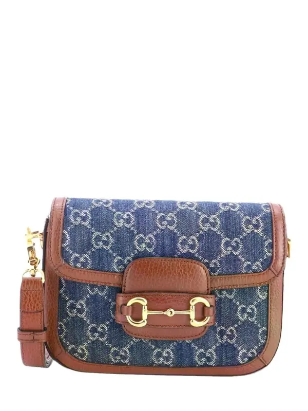 Gucci Horsebit 1955 Gg Denim Mini Shoulder Bag - Blue