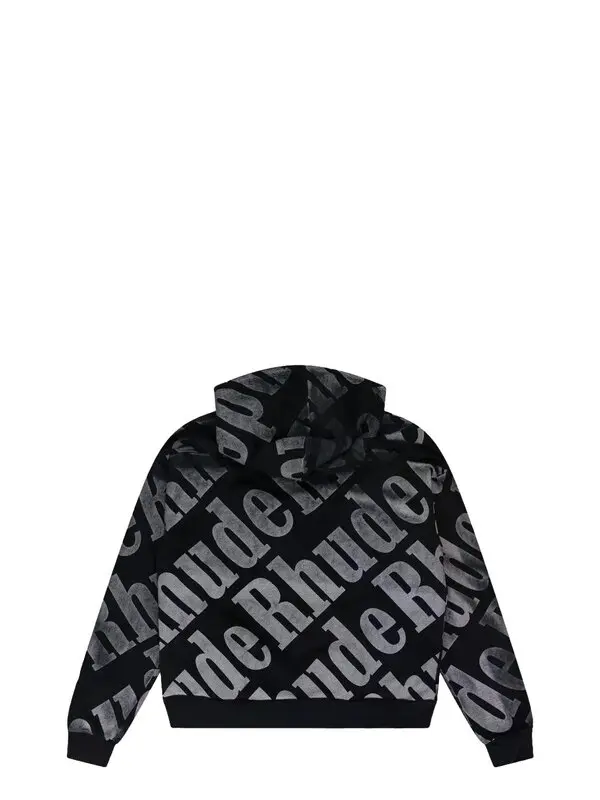 Rhude All-over Logo Print Hoodie - Black
