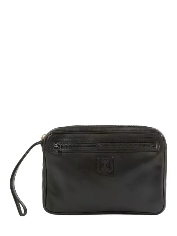Celine 1980s Triomphe Clutch Bag - Black