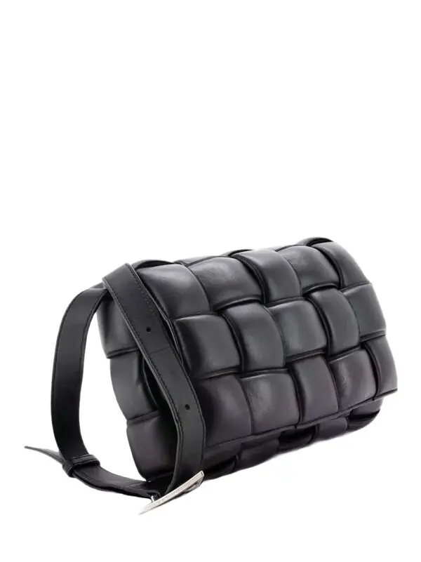 Bottega Veneta Cassette Padded Maxi Intrecciato Leather Crossbody Bag - Black