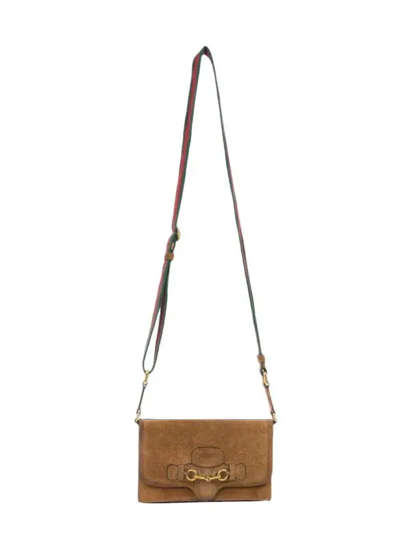 Gucci 1980s Horsebit Suede Clutch Bag - Brown