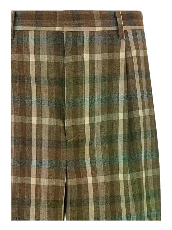 Auralee Check Pattern Wide-leg Trousers - Brown