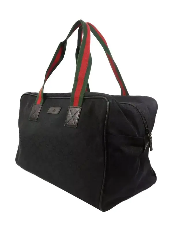 Gucci Gg Canvas Web-stripe Boston Bag - Black