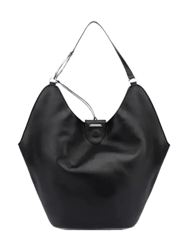 DONDUP Large Leather Shoulder Bag With Ring Detail - Black