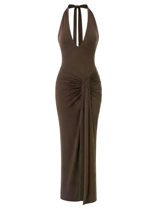BAOBAB Donatella Ruched Gown - Brown