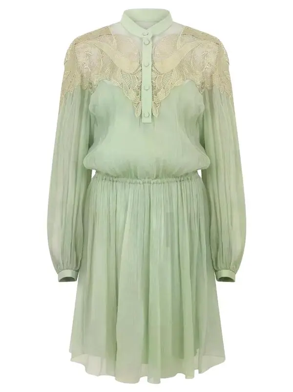 Alberta Ferretti Lace-detail Mini Dress - Green