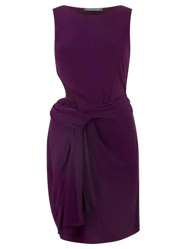 Alberta Ferretti Sleeveless Boat Neck Mini Dress With Draping And Cut-out Detail - Purple