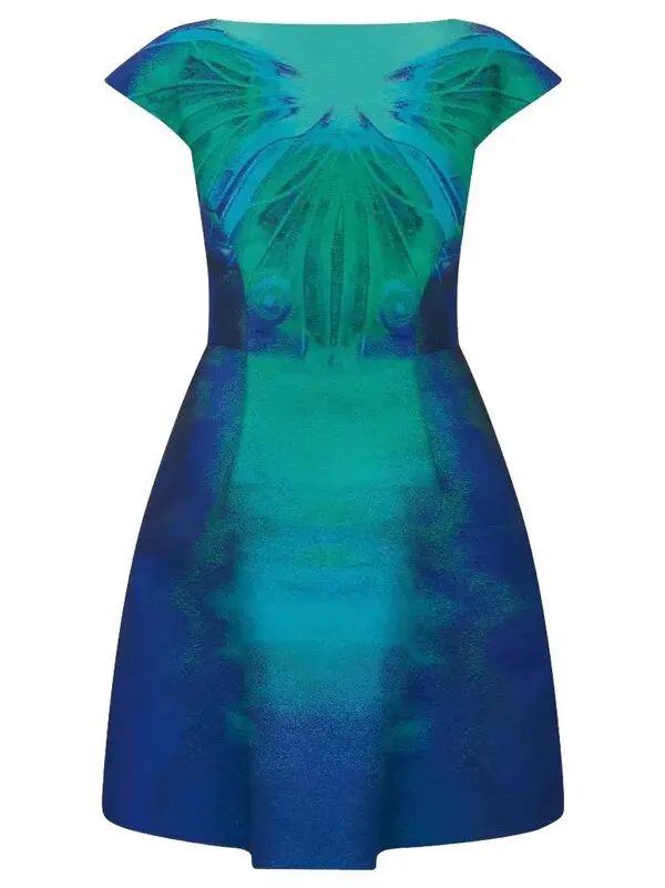 Alberta Ferretti Printed Trapeze Mini Dress - Blue