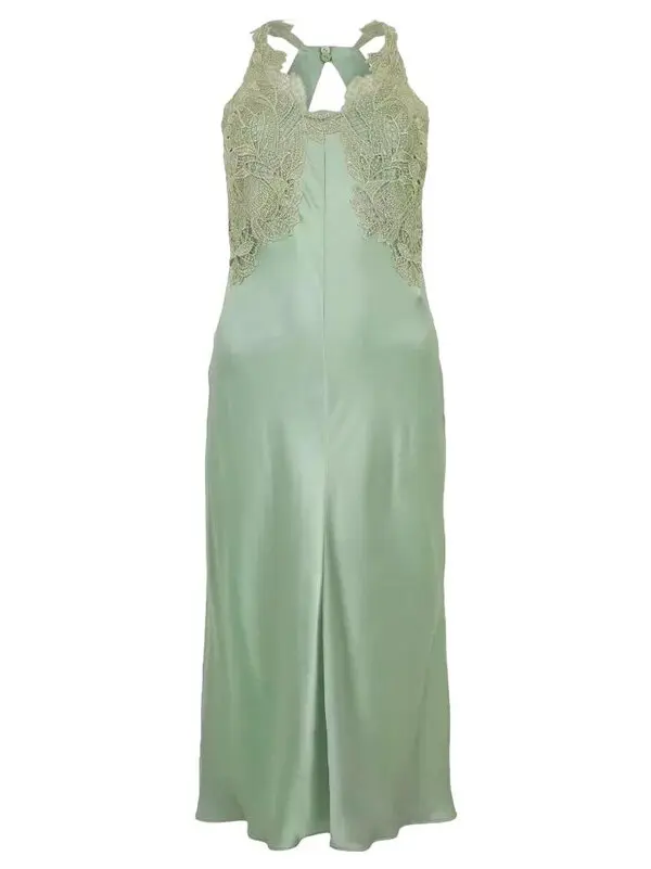 Alberta Ferretti Silk Lace Maxi Dress - Green