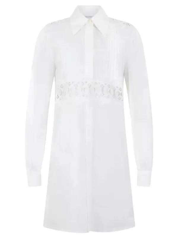 Alberta Ferretti Lace Panel Pintuck Mini Dress - White