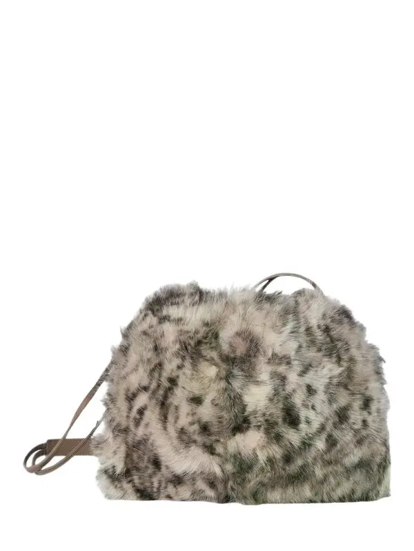 Brunello Cucinelli Lynx-effect Shearling Pouch Bag With Monili - Neutrals