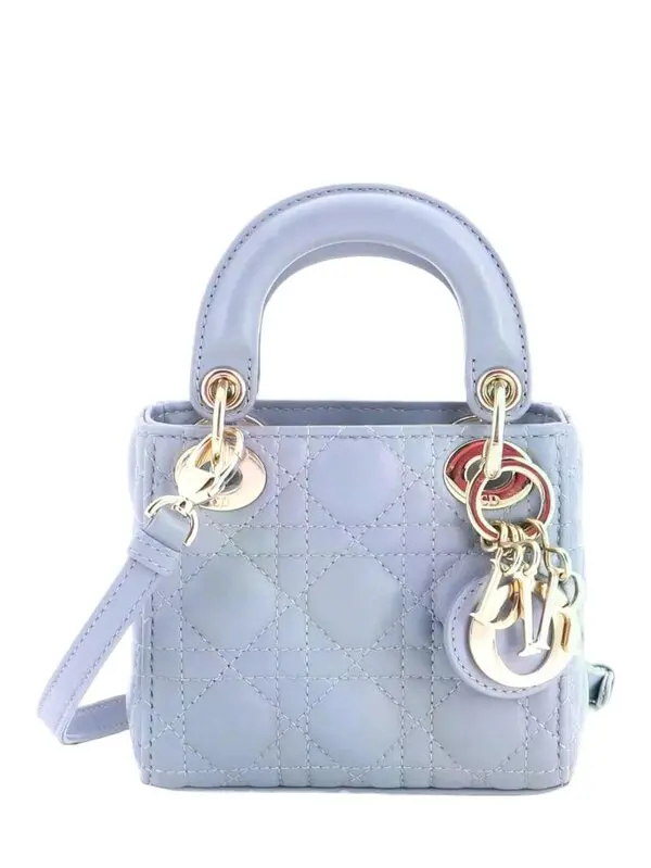 Dior Lady Micro Shoulder Bag Cannage Quilt Lambskin - Blue