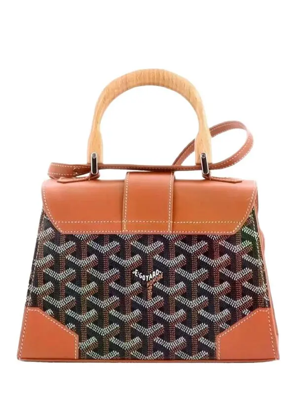 Goyard Structured Saigon Top Handle Bag Coated Canvas With Leather Mini Satchel - Brown